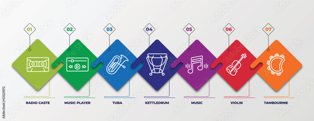 infographic template with linear icons. infographic for music concept ...