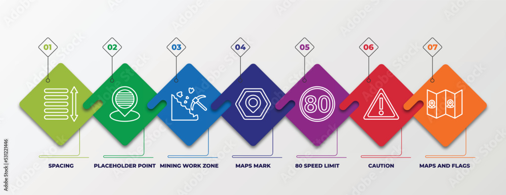 infographic template with linear icons. infographic for maps and flags ...