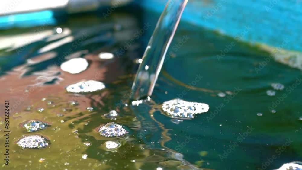 Problem of clean water pollution in modern society, dirty water stream ...