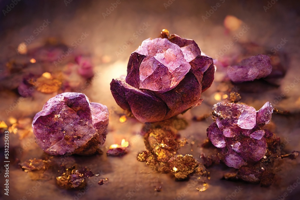 Mystery pink crystals and gold, fantasy background or wallpaper ...