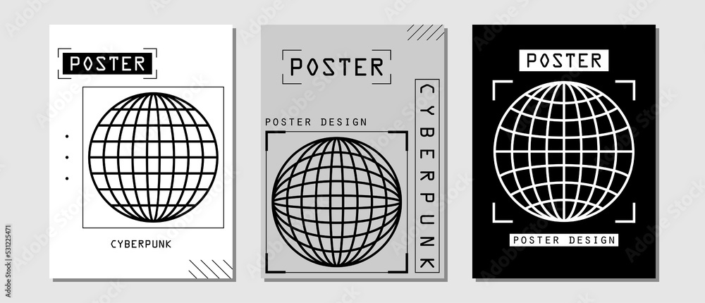 Set of abstract posters in cyberpunk style for your banner, flyer or ...