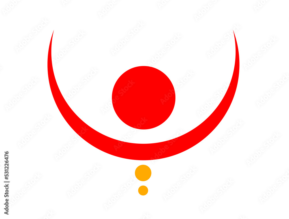 Half red moon devi tilak icon. Durga Tilak vector. Stock Illustration ...