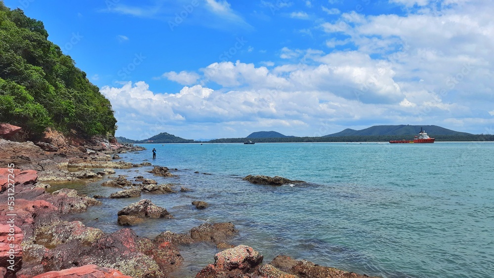 Sea views of the Gulf of Thailand from an island in southern Thailand ...