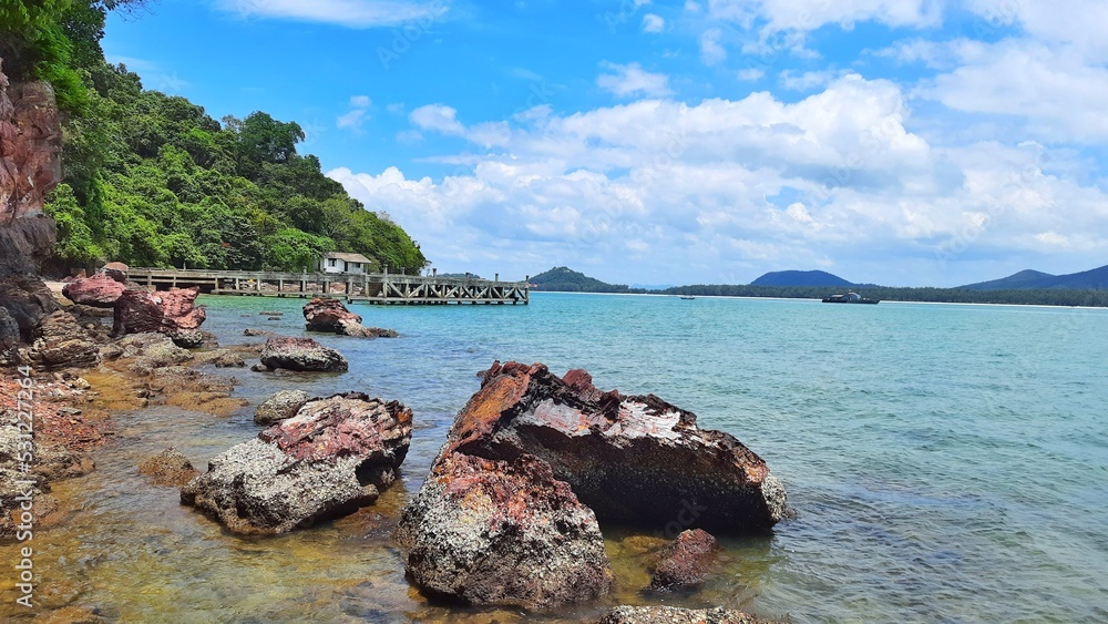 Sea views of the Gulf of Thailand from an island in southern Thailand ...