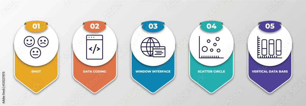 infographic template with thin line icons. infographic for user interface concept. included emot ...