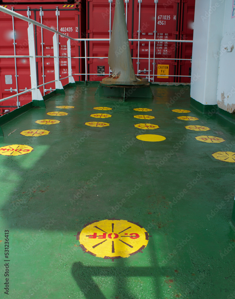 Muster station onboard a merchant ship at sea Stock Photo | Adobe Stock