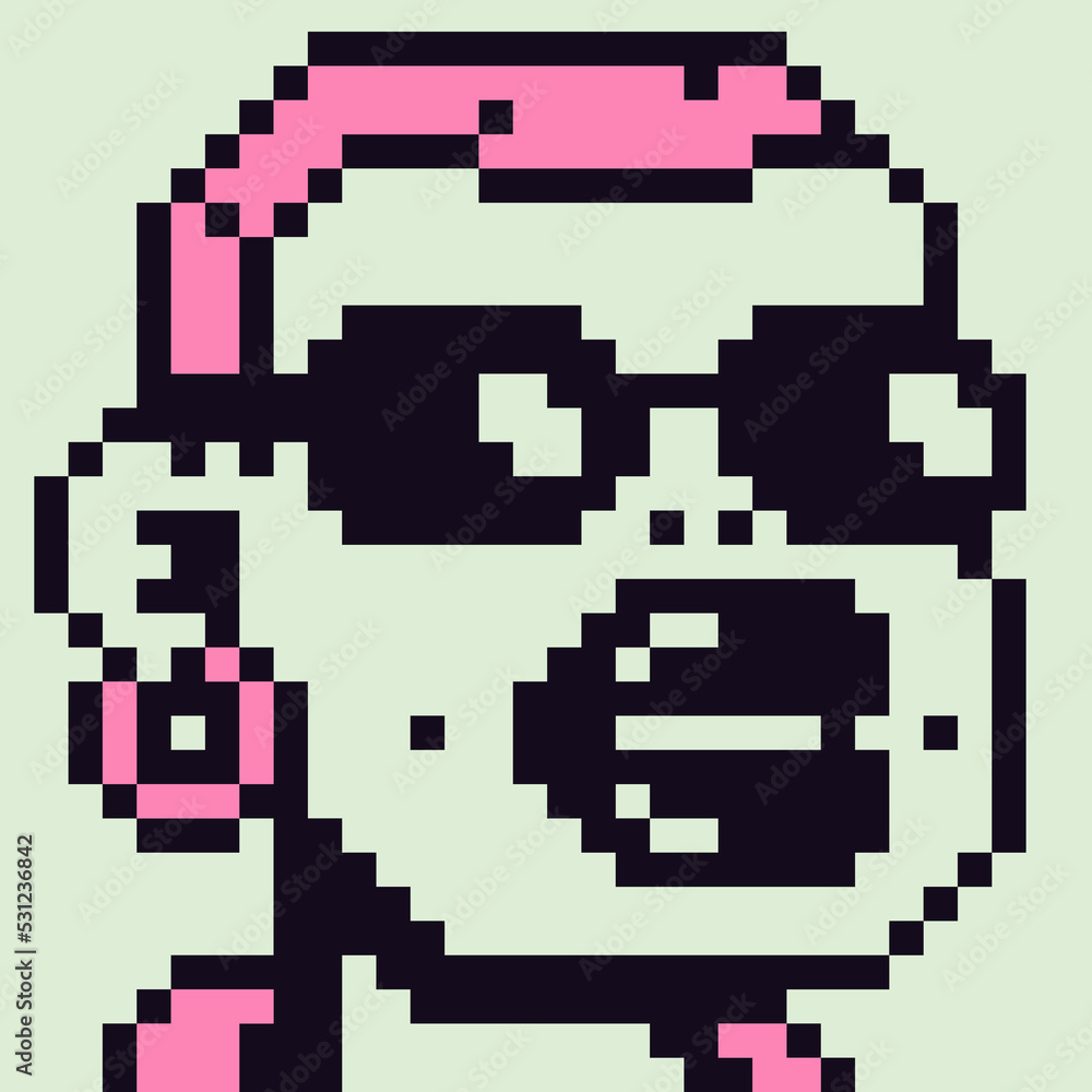 Pixel art avatar profile woman with glasses character. 80s video game ...