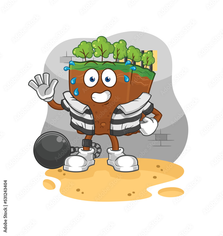 soil layers criminal in jail. cartoon character Stock Vector | Adobe Stock