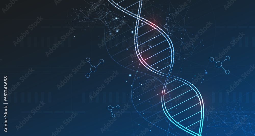 Vetor de DNA concept. The concept of thin lines. Science template, with ...