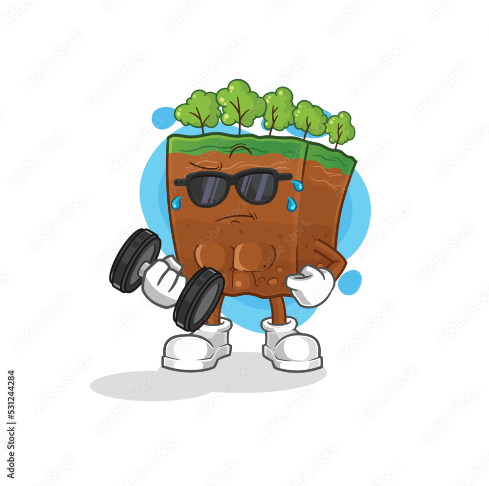 soil layers lifting dumbbell vector. cartoon character Stock Vector ...