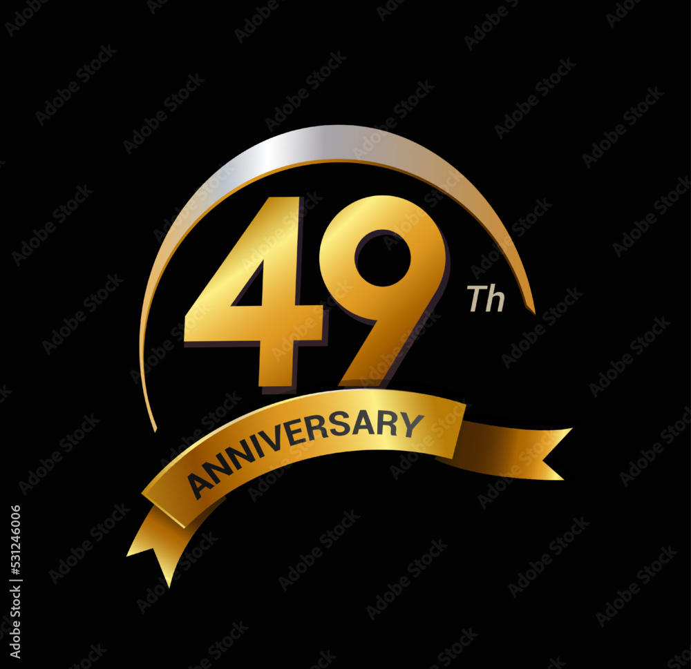 49 years golden with swoosh anniversary logo celebration Stock Vector ...