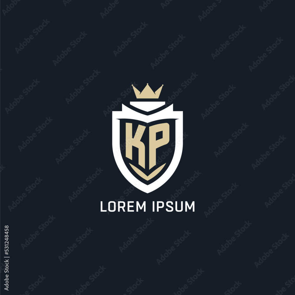Initial letter KP shield and crown logo style, esport team logo design ... Initial letter KP shield and crown logo style, esport team logo design ...