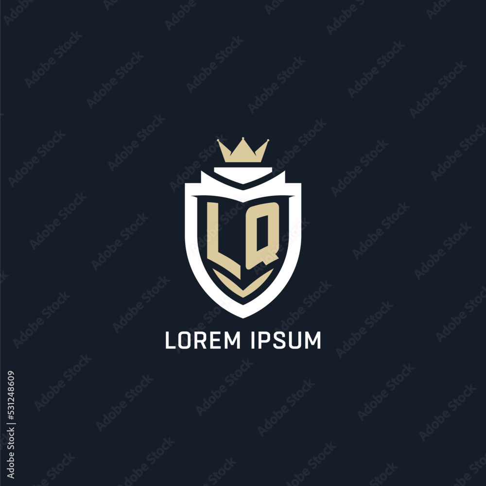 Initial letter LQ shield and crown logo style, esport team logo design ...