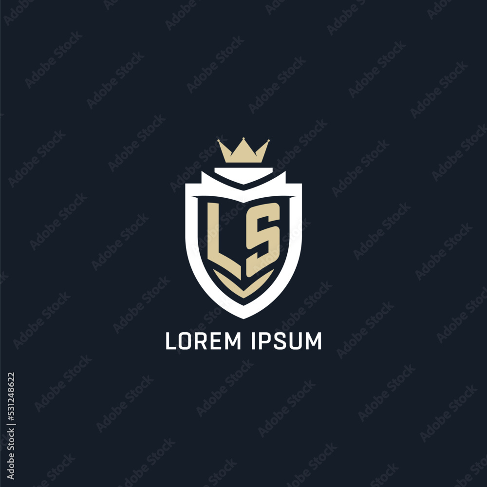 Initial letter LS shield and crown logo style, esport team logo design ...