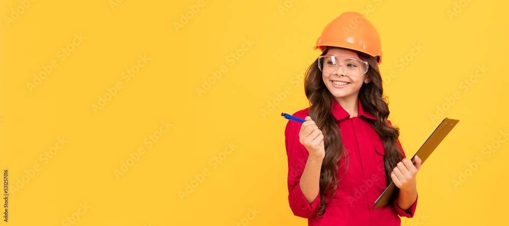 good job. future engineer. study at school. sight check. teen girl in ...