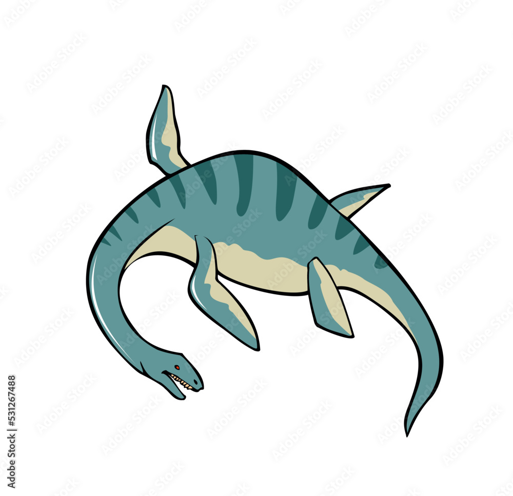 Dinosaur swimming, Loch ness monster isolated. Fantastic creature for ...
