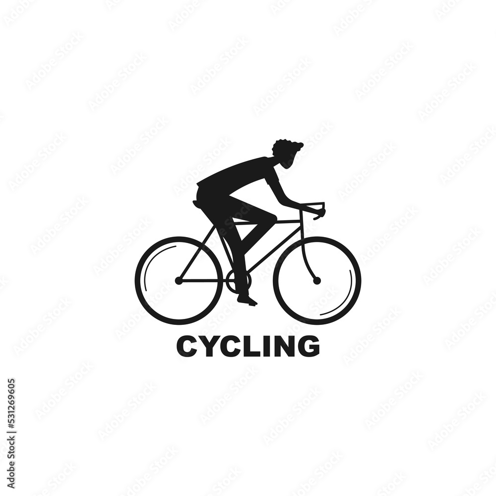 Cyclist logo. Person riding a bicycle icon, sign or symbol. Simple ...