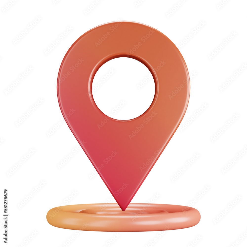 3D cartoon user interface illustration of a pin to pinpoint something ...