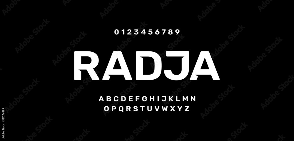 Radja an creative modern alphabet. Typography with dot regular and ...