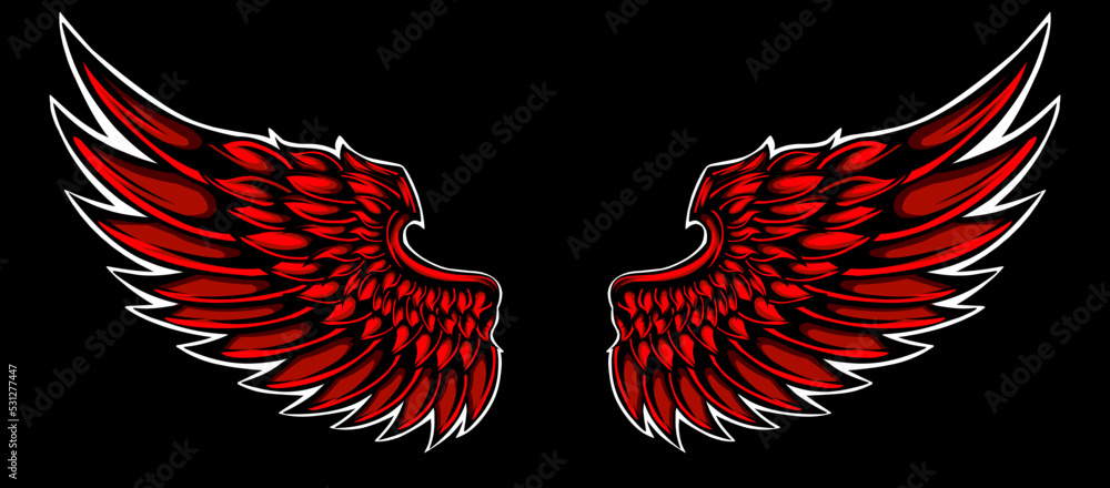 Vector illustration of red angel wings tattoo Stock Vector | Adobe Stock