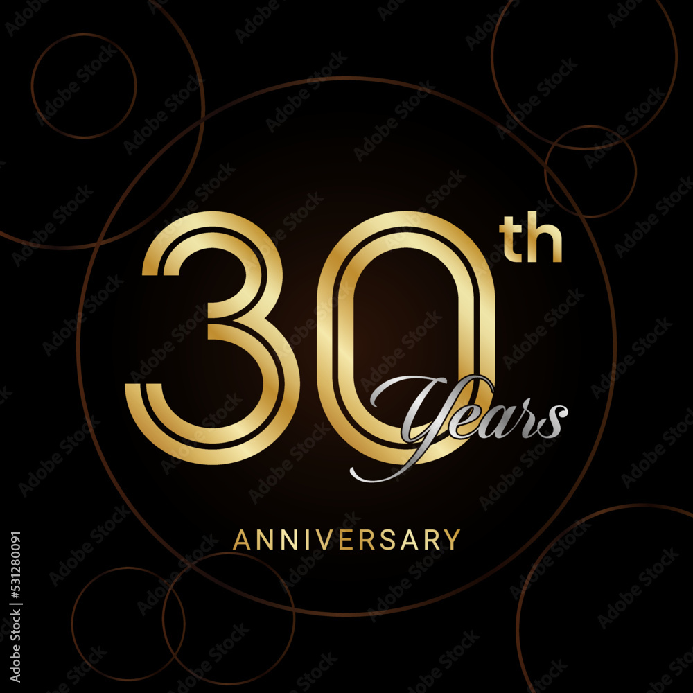 30th Anniversary Celebration with golden text, Golden anniversary ...