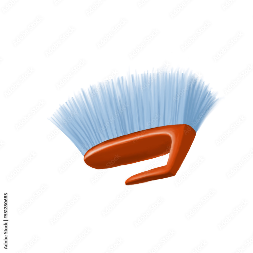 Brush for cleaning and washing. Hand drawn cartoon illustration. Cute ...