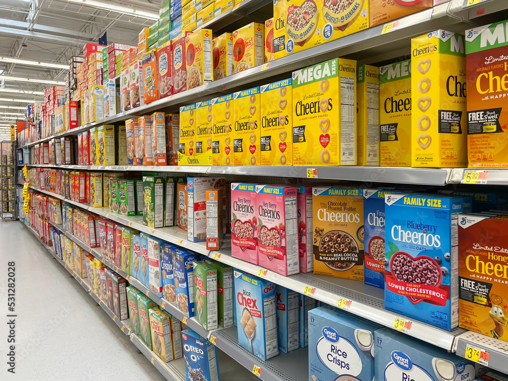 Grocery Store Cereal Shelf