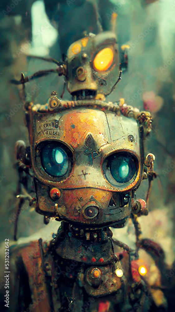 Steampunk Robot, Portrait, Character Design, Concept Art Stock ...
