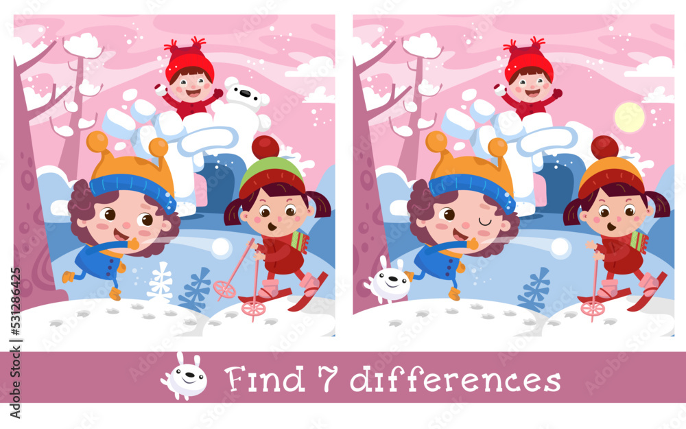 Vetor de Find 7 differences. A game for children. Cute boys and girls ...
