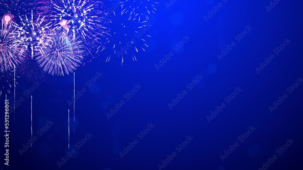 Abstract 4K Loop shiny fireworks bokeh lights in the night sky firework ...