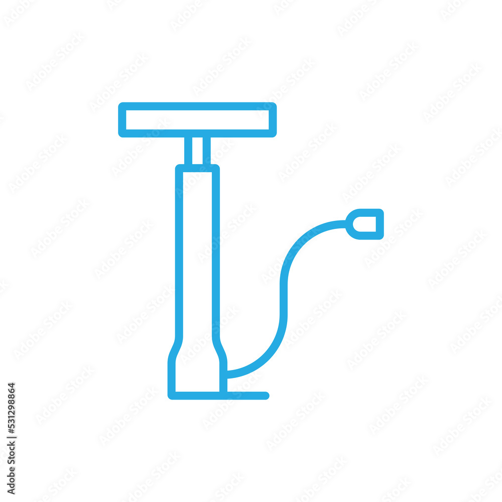 eps10 blue vector Bike bicycle hand pump abstract line icon isolated on ...