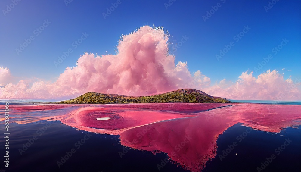 An Illustration of Lake Hillier in Australia, High Salinity Water ...