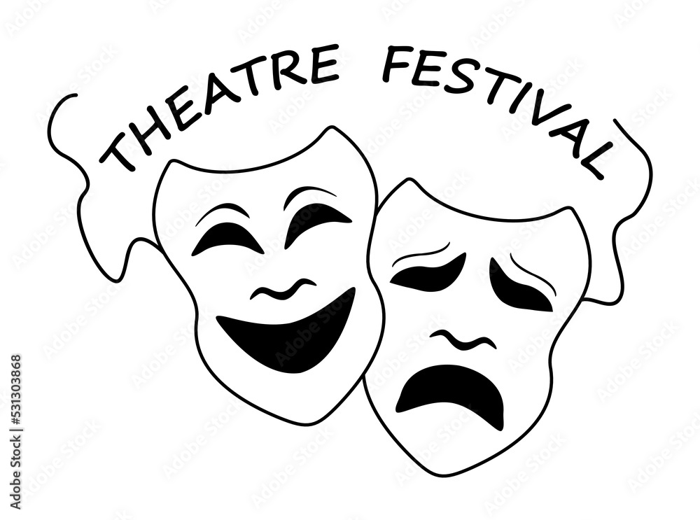 Theatre masks poster template vector illustration. Theatre festival ...