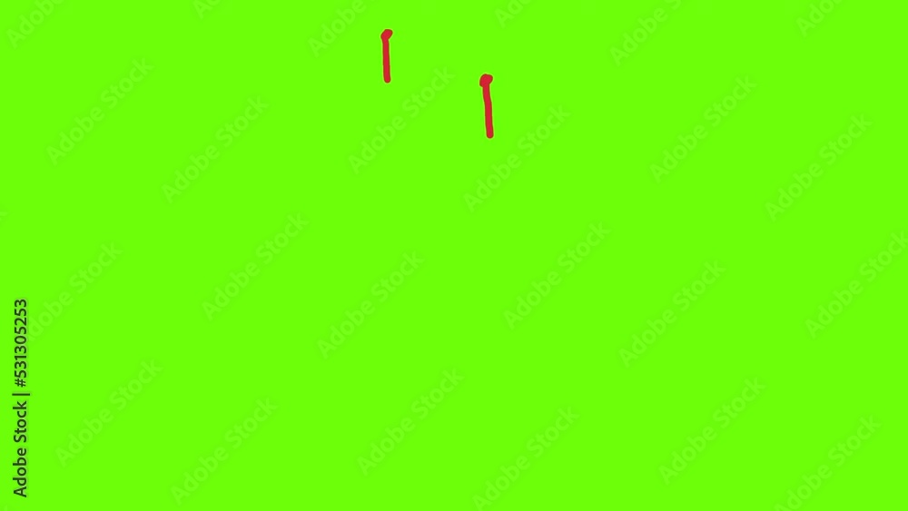 Animation of a vampire bite on a green screen. 2 bloody streams and ...