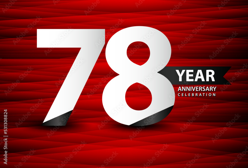 78 Year Anniversary Celebration Logo Vector On Red Background, 78 ...