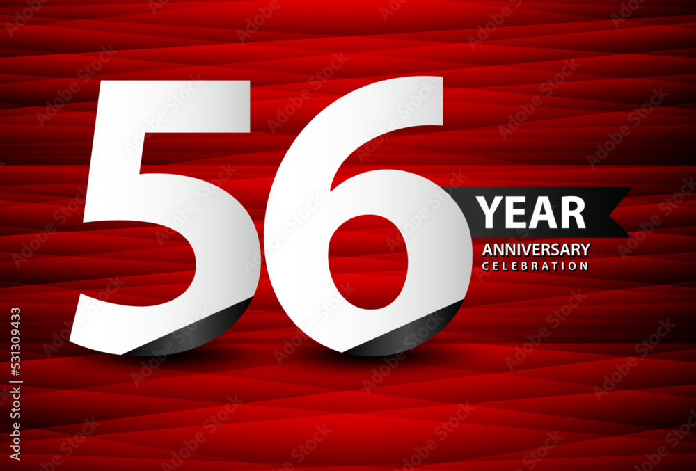 56 Year Anniversary Celebration Logo Vector On Red Background, 56 ...
