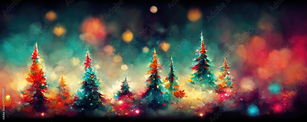 Colorful christmas tree background wallpaper illustration Stock ...