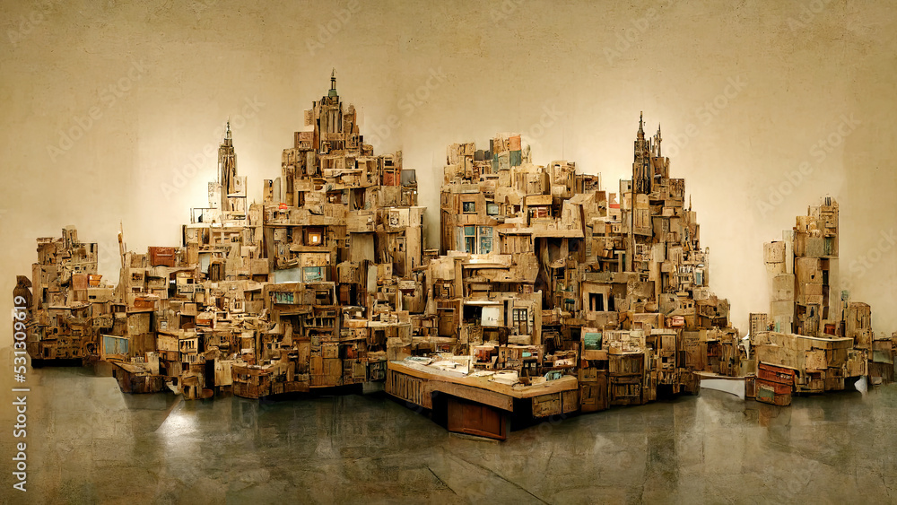 City with skyscrapers made of cardboard boxes Stock Illustration ...