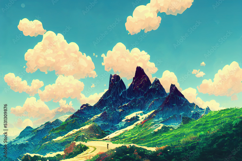 Beautiful mountain with good temperature and good looking nature anime ...