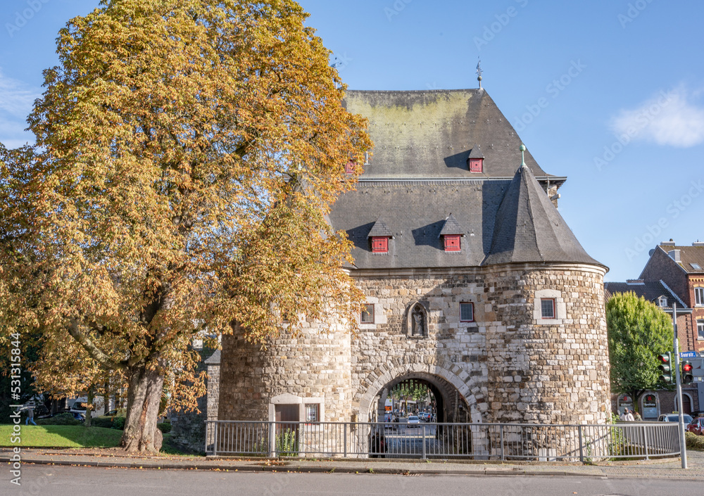 Aachen seprember 2022: The Ponttor in Aachen, at times (17th 18th ...
