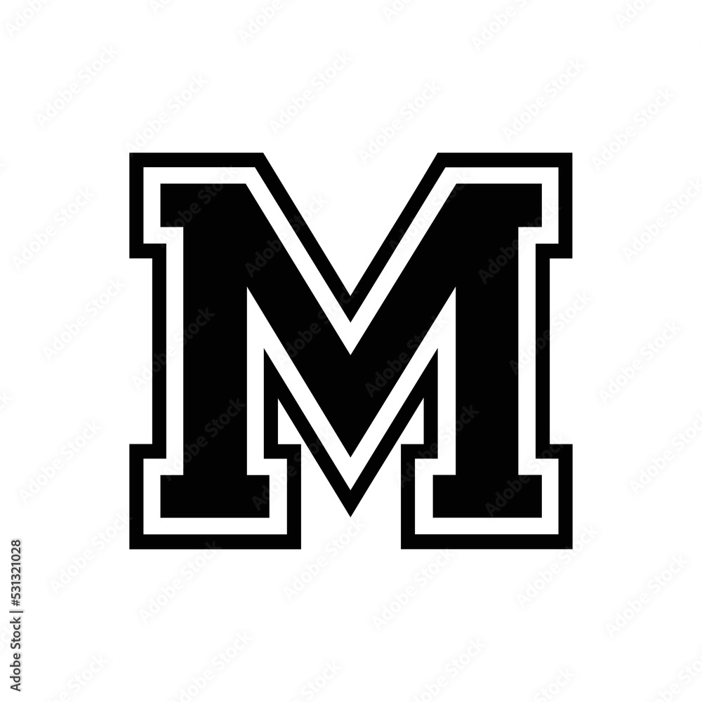 College Varsity Alphabet M LOWER , Black alphabet vector, alphabet ...