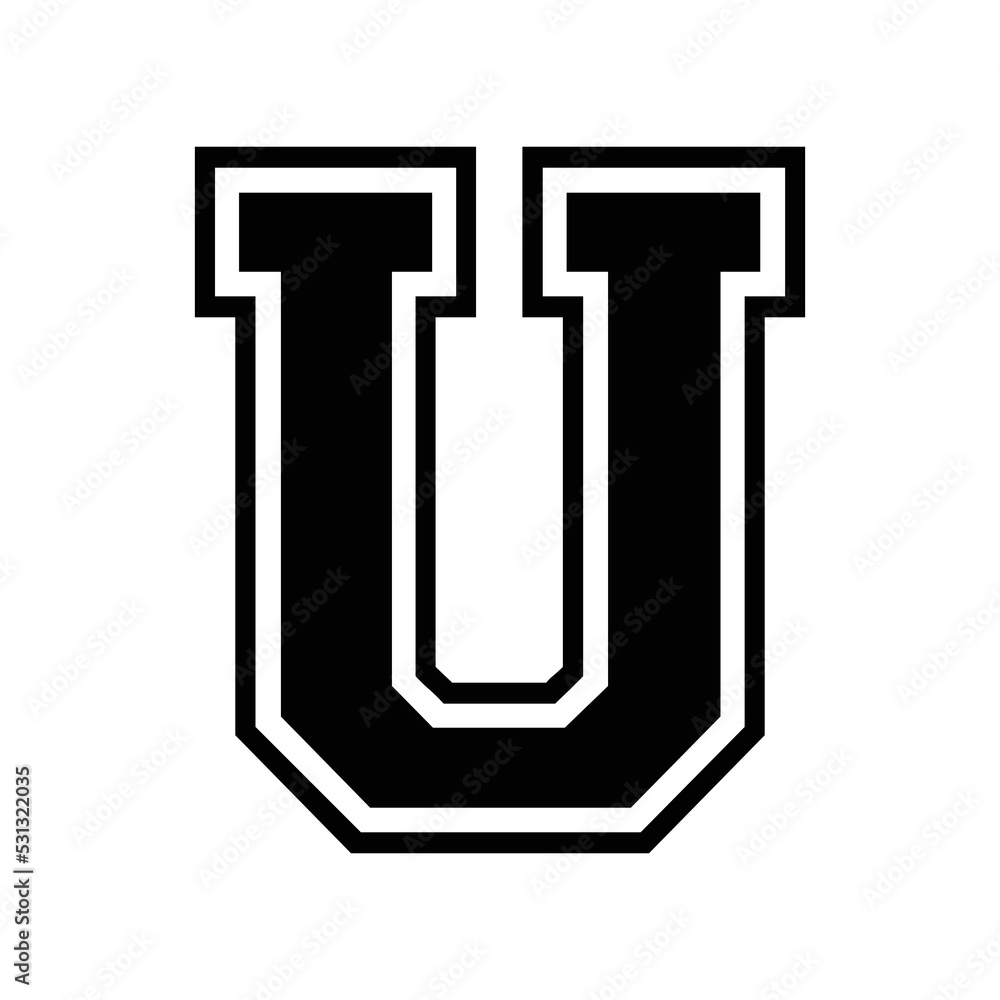 College Varsity Alphabet U UPPER , Black alphabet vector, alphabet ...