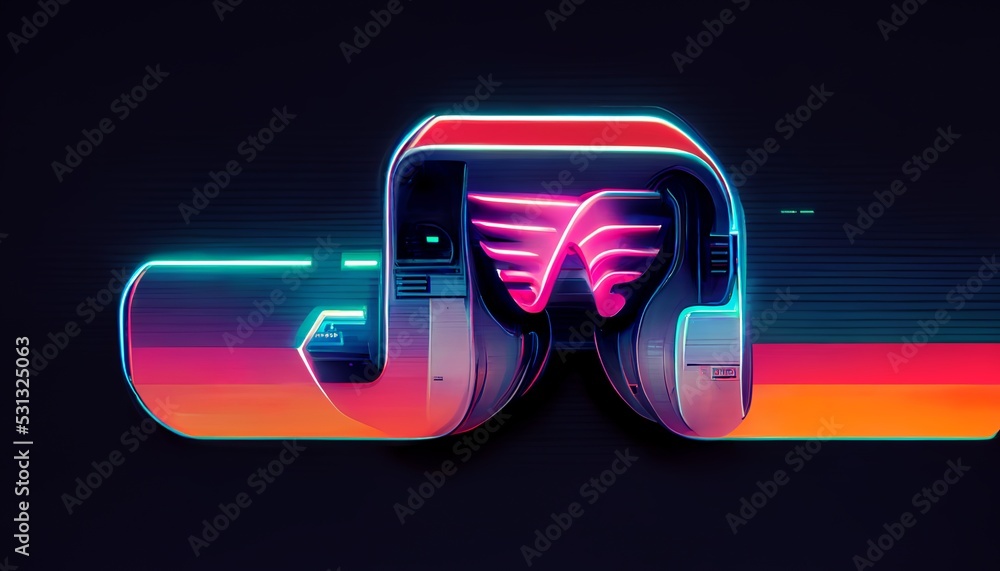 80s synthwave music logo design in retrowave style Stock Illustration ...