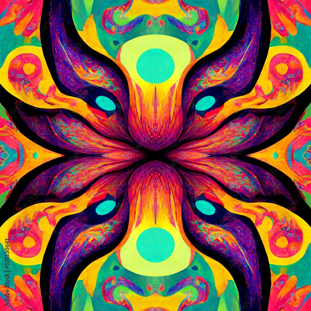 Seamless psychedelic and trippy pattern for background Stock Photo ...