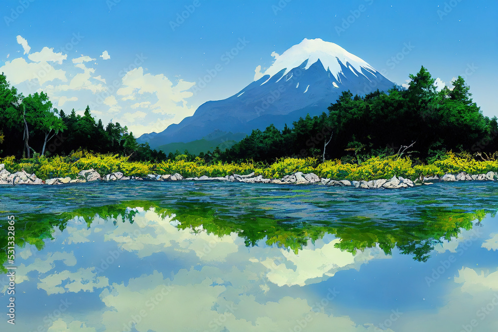 Chubu-Sangaku National Park in early summer,This place is Kamikochi,with River Azusa-gawa and Mt ...