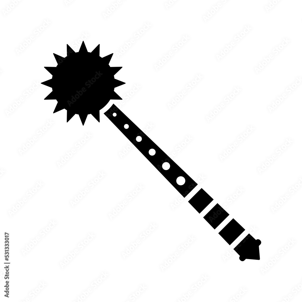 Mace icon. Black silhouette. Front side view. Vector simple flat ...
