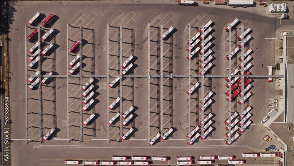 TTC buses public transit at maintenance bus bay and bus stop storage ...