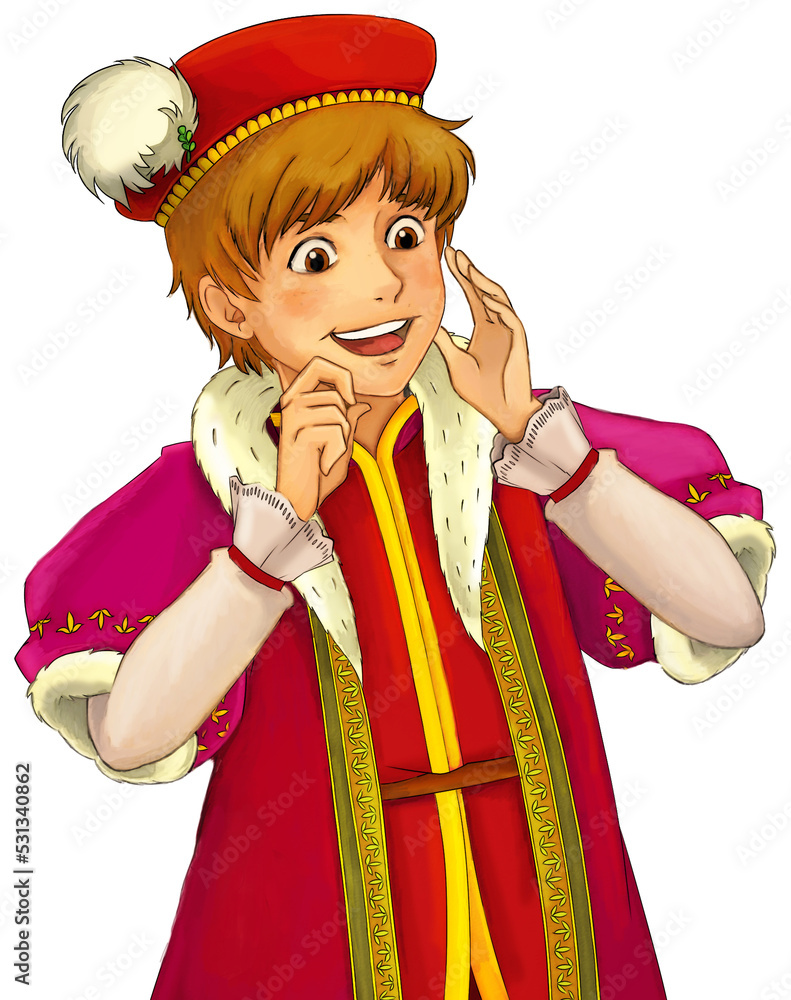 cartoon scene with prince king isolated illustration for children Stock ...