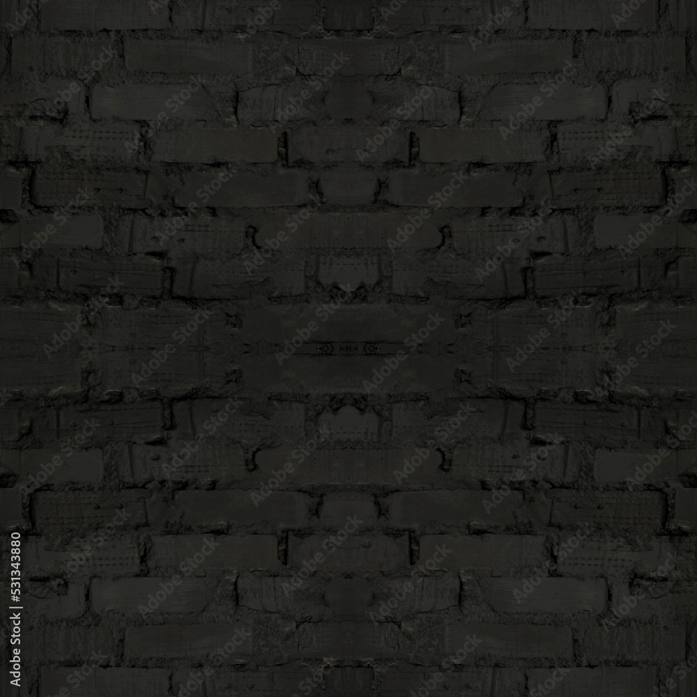 Seamless image of an old wall made of black, worn brick. Dark seamless ...
