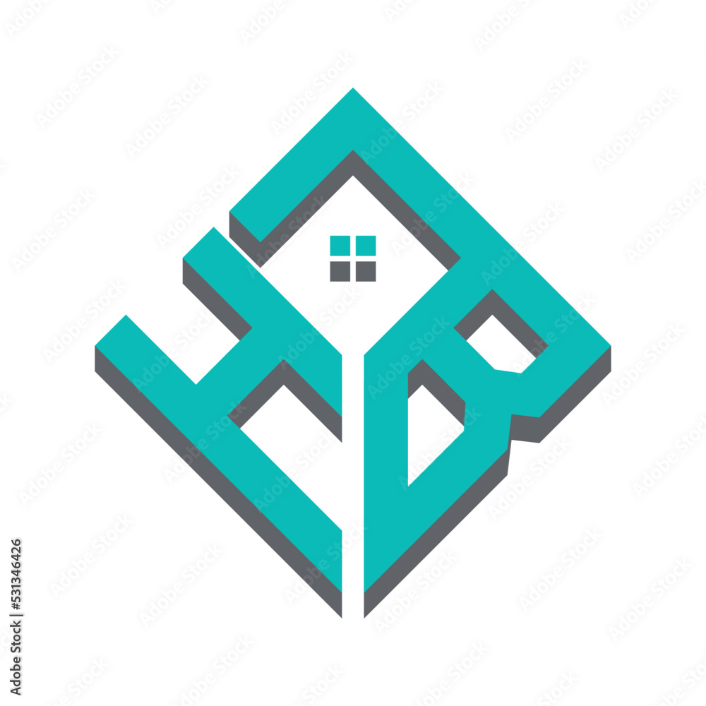 logo design letter h and b building, roof design, window, building ...